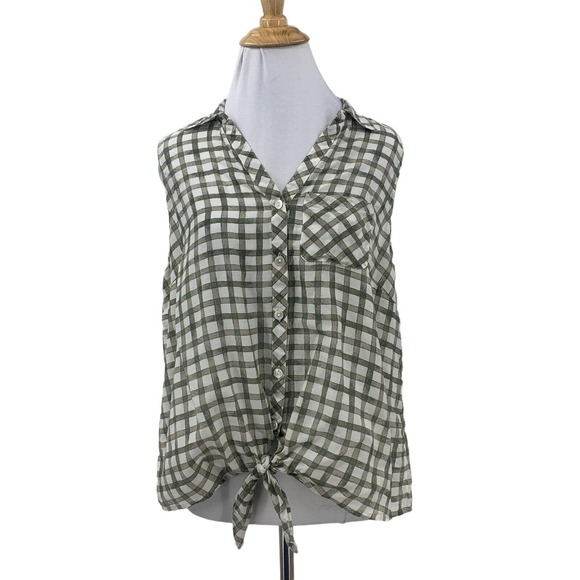 J. Jill | Tops | Jjill Button Up Tank Womens M Petite Cotton Silk Check ...